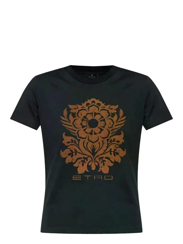 Etro Flower-print Cotton T-shirt - Black