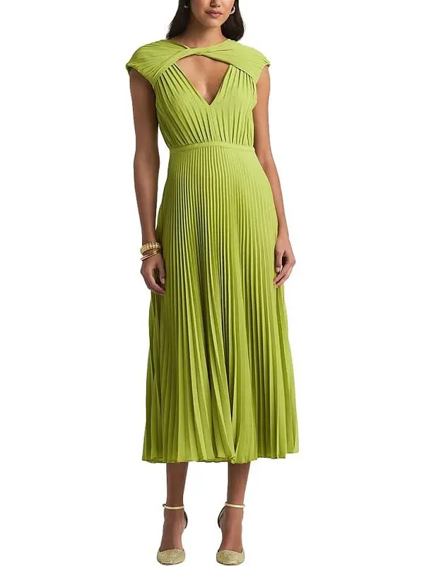 St. John Pleated Midi Dress - Kiwi