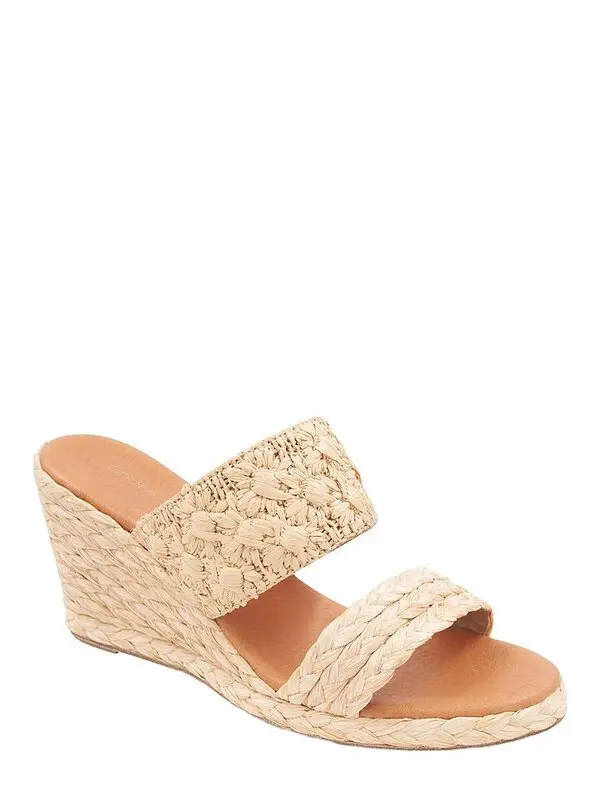 Andre Assous Nolita Raffia Espadrille Wedge Sandals - Natural