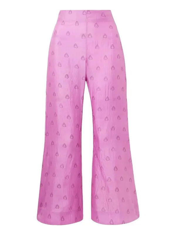 Alix Of Bohemia Farah Printed Silk Flared Pants - Pink