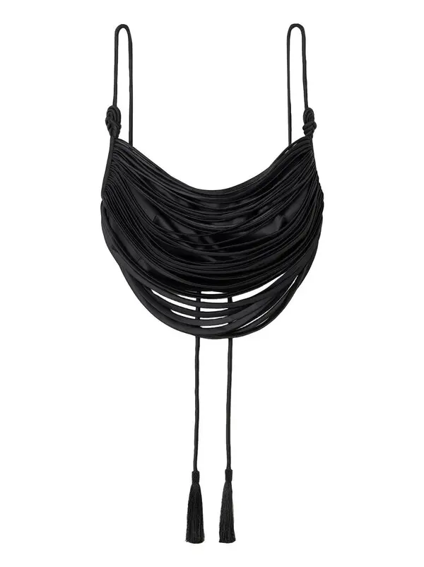 ANDRES OTALORA Tierra De Oro Draped Cropped Top - Black
