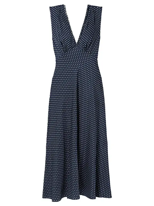 DÔEN Tahlia Belted Polka-dot Midi Dress - Blue