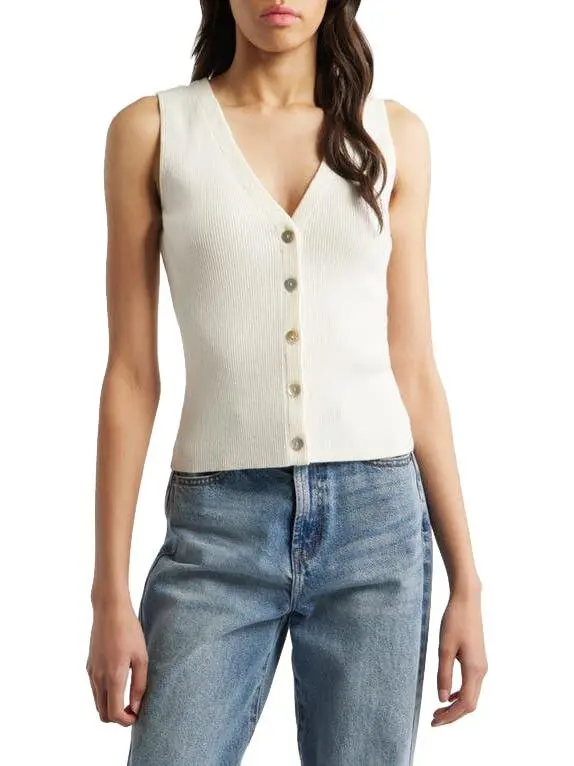 Rails Rose Ribbed Sweater Vest - Ivory