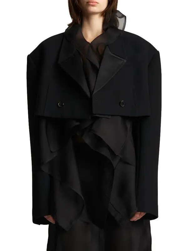 Khaite Nando Oversize Crop Jacket - Black