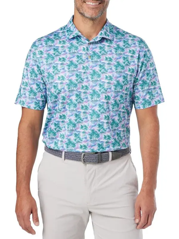 FAIR HARBOR Compass Print Polo - Blue Paradise