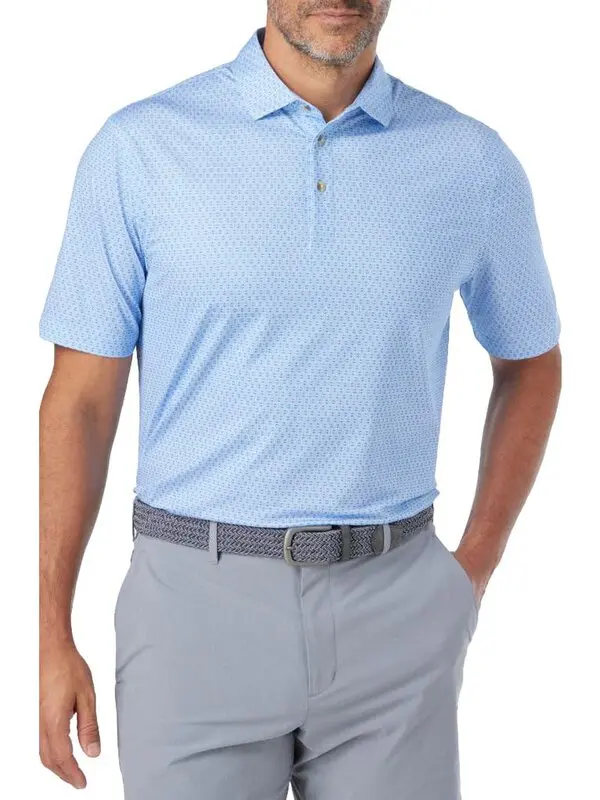 FAIR HARBOR Compass Print Polo - Light Blue Geo