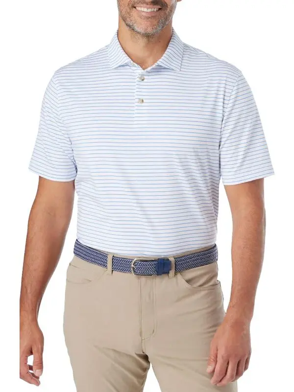 FAIR HARBOR Compass Print Polo - Light Blue Stripe