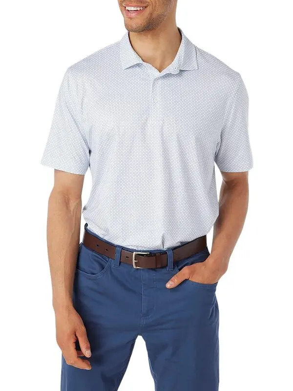 FAIR HARBOR Compass Print Polo - White Geo