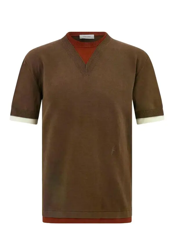 FERRAGAMO Layered Knitted T-shirt - Brown