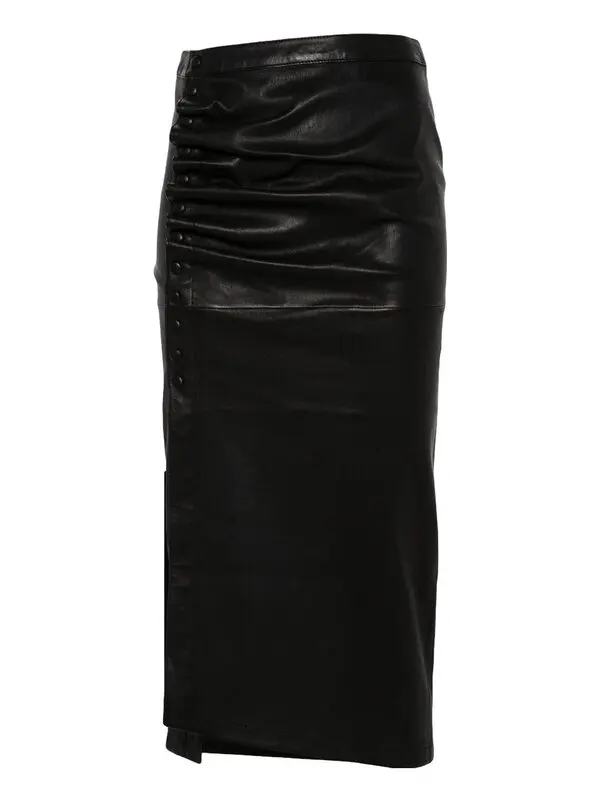 Rabanne Leather Midi Skirt - Black