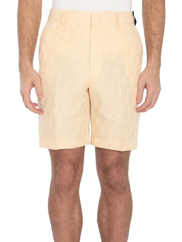 Fendi Ff Jacquard Bermuda Shorts - Yellow