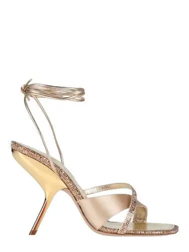 FERRAGAMO Sandals In Leather, Viscose, And Silk - Gold