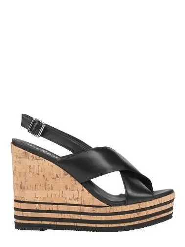 Hogan Leather Wedge Mules - Black