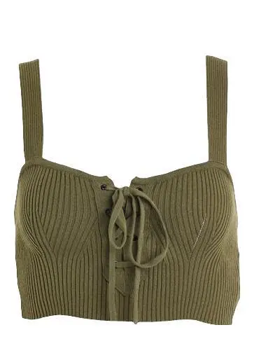 MSGM Knitted Crop Top - Military Green