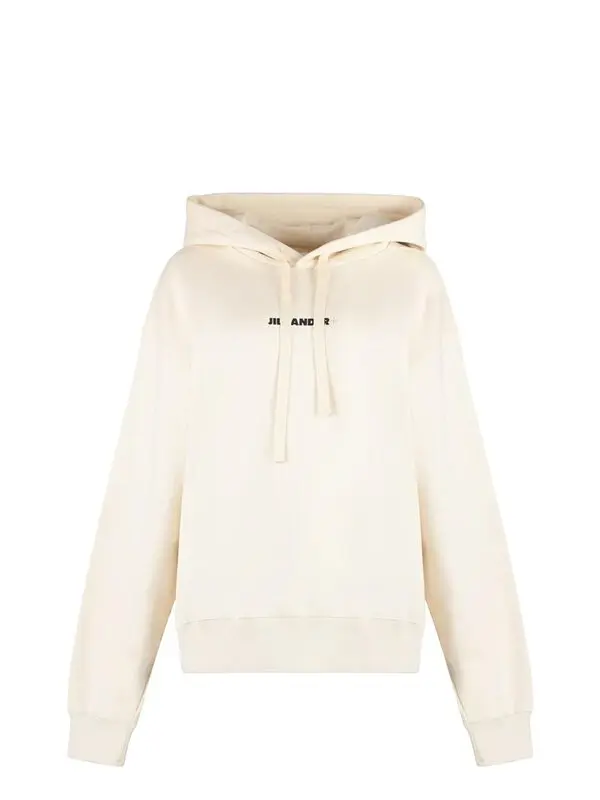 JIL SANDER Cotton Hooded Sweatshirt - White