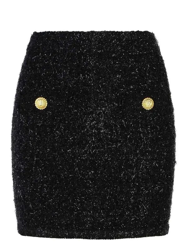 Balmain Tweed Mini Skirt - Black