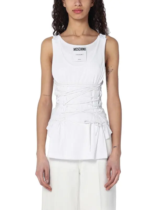 Moschino Tank Top With Knotted Ties - White