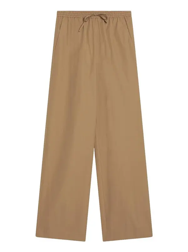 LOULOU STUDIO Cotton Wide Leg Trousers - Beige