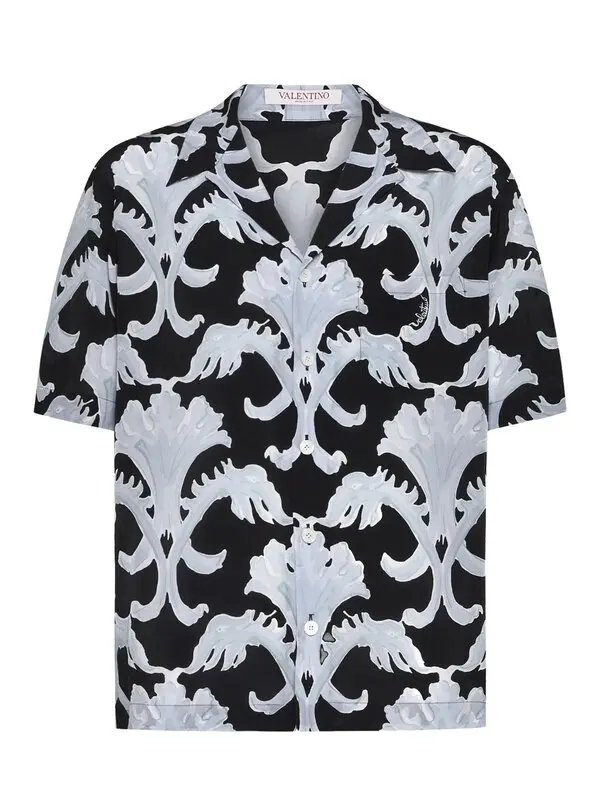 Valentino Garavani Garavani Metamorphos Wall Print Bowling Shirt - Black