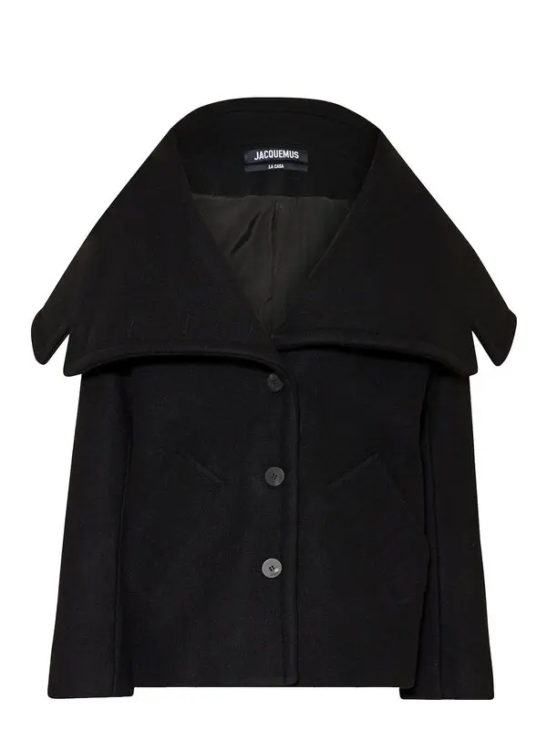 Jacquemus Le Caban Caruso Draped Collar Jacket - Black