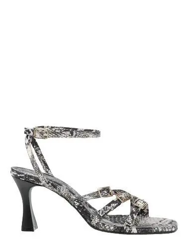 DIVINE FOLLIE Snakeskin Print Ankle Strap Sandals - Grey