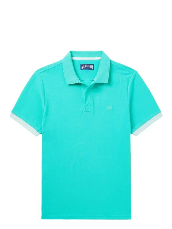Vilebrequin Slim-fit Logo-embroidered Organic Cotton-piqué Polo Shirt - Blue