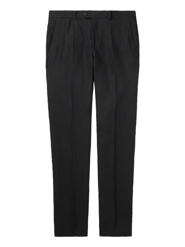 Rubinacci Mod Luca Slim-fit Straight-leg Linen Trousers - Black