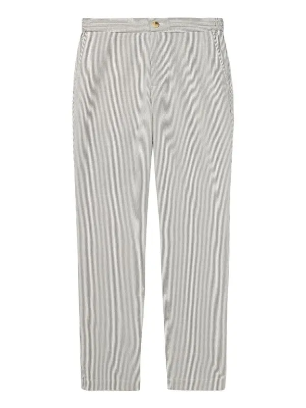 Mr P. Edwin Straight-leg Pinstriped Trousers - Gray