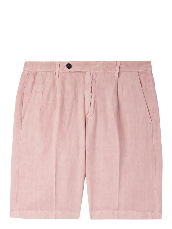 Massimo Alba Alaccia Straight-leg Pleated Linen Shorts - Pink