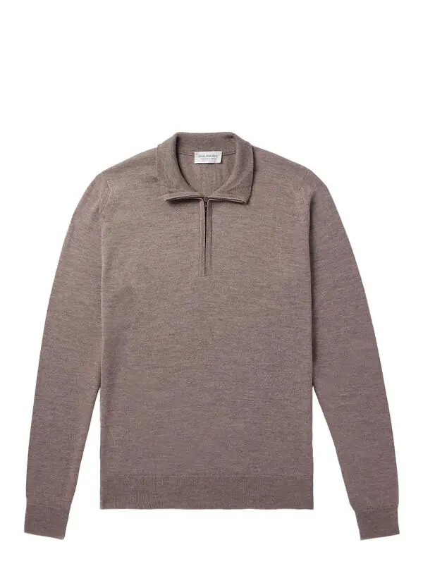 John Smedley Tapton Slim-fit Merino Wool Half-zip Sweater - Neutrals
