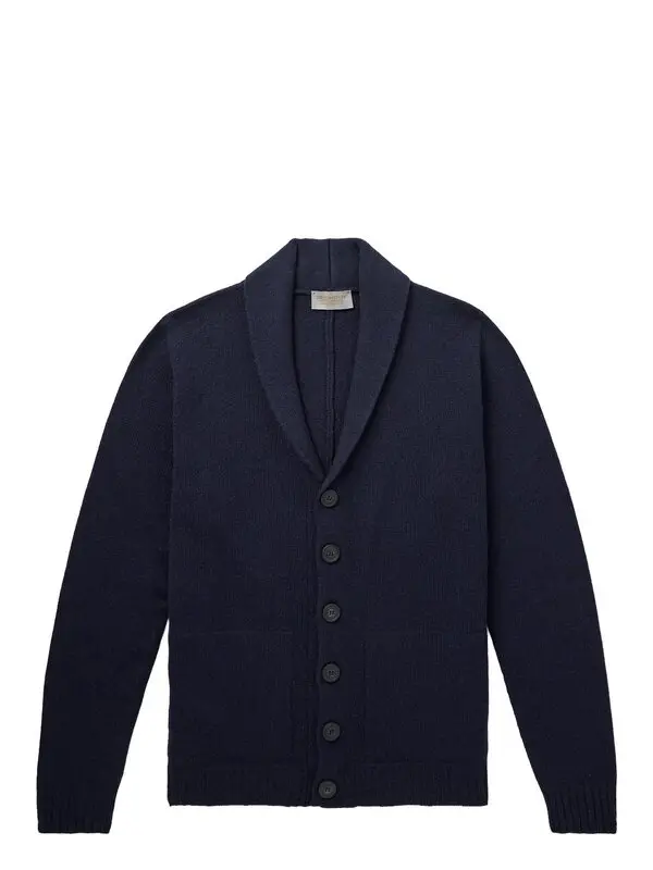 John Smedley Rockford Shawl-collar Recycled-cashmere And Merino Wool-blend Cardigan - Blue