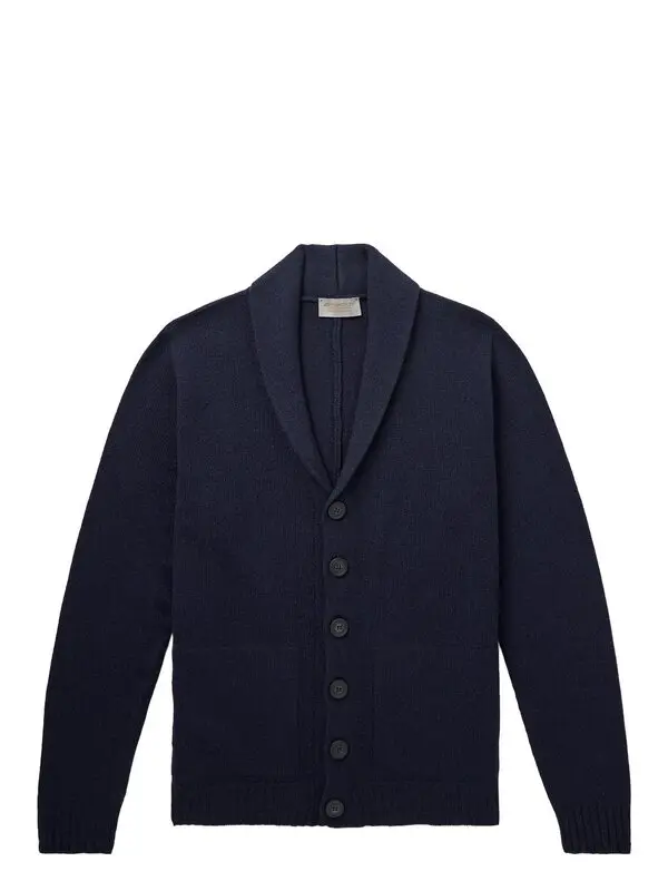 John Smedley Rockford Shawl-collar Recycled-cashmere And Merino Wool-blend Cardigan - Blue