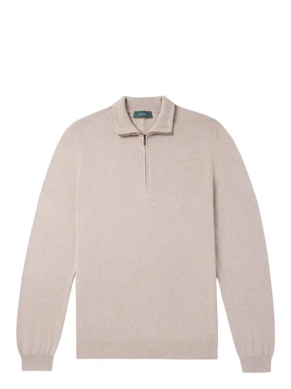 SLOWEAR Zanone Slim-fit Cotton Zip-up Sweater - Neutrals