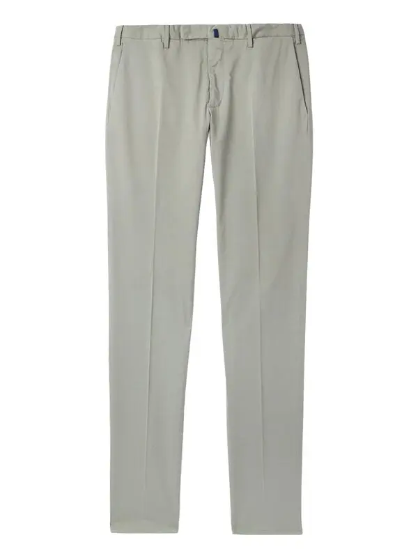 SLOWEAR Venezia 1951 Slim-fit Stretch-cotton Twill Trousers - Gray