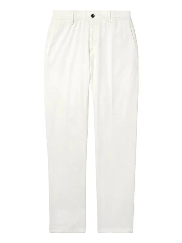 Incotex Slim-fit Panama Stretch-cotton Canvas Trousers - White