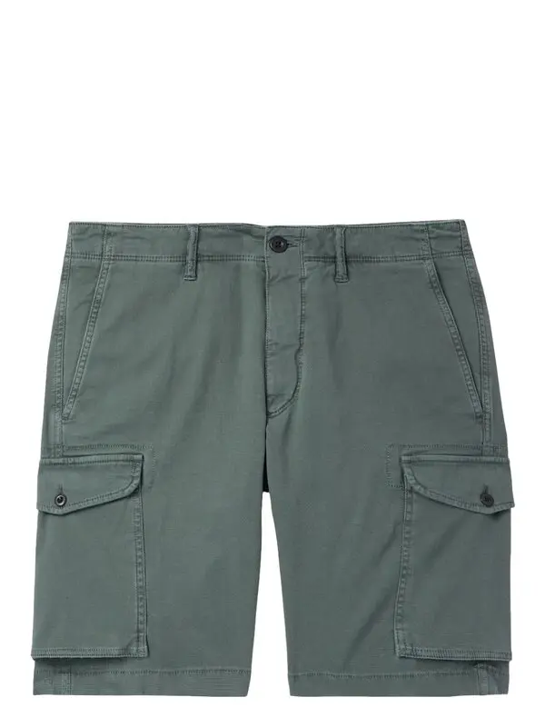 SLOWEAR Straight-leg Textured Cotton-blend Cargo Shorts - Green