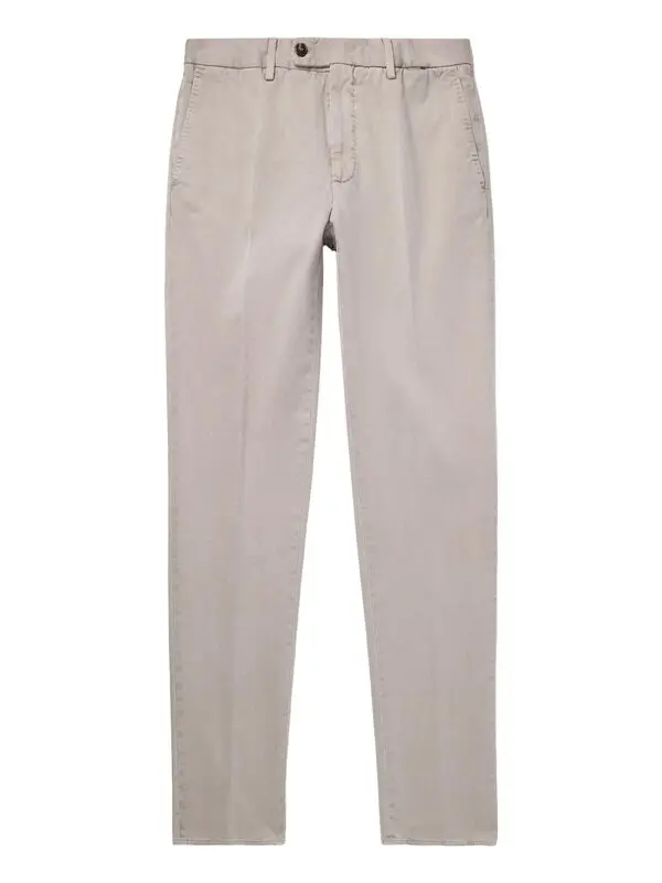 SLOWEAR Venezia 1951 Slim-fit Tapered Cotton-twill Trousers - Neutrals