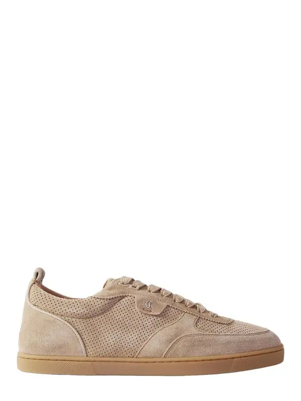 CHRISTIAN LOUBOUTIN Tutti Rui Perforated Suede Sneakers - Brown
