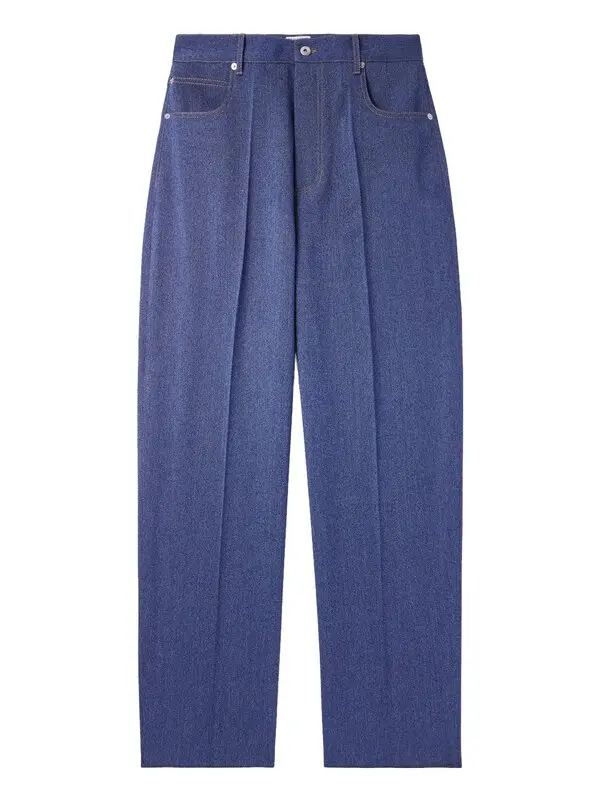 Bottega Veneta Wool And Cotton-blend Drill Trousers - Blue