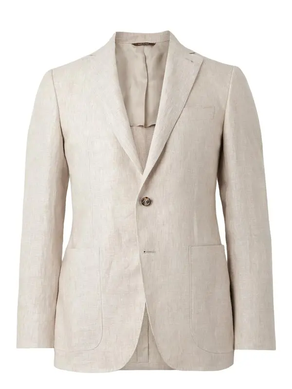 Canali Kei Linen Suit Jacket - Neutrals
