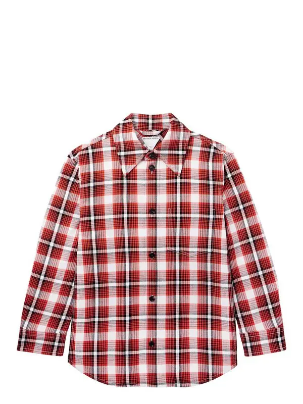 Bottega Veneta Checked Woven Overshirt - Red