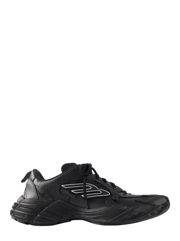 Balenciaga Monday Leather Sneakers - Black