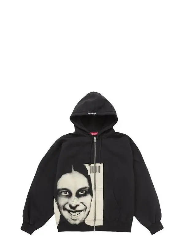Supreme Aphex Twin Zip Up Hooded Sweatshirt - Black