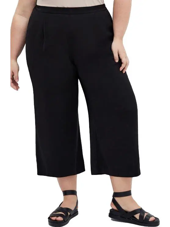 City Chic Brigitta Crop Wide Leg Pants - Black