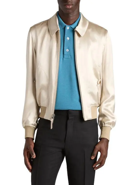 TOM FORD Satin And Crepe Reversible Blouson Jacket - Champagne
