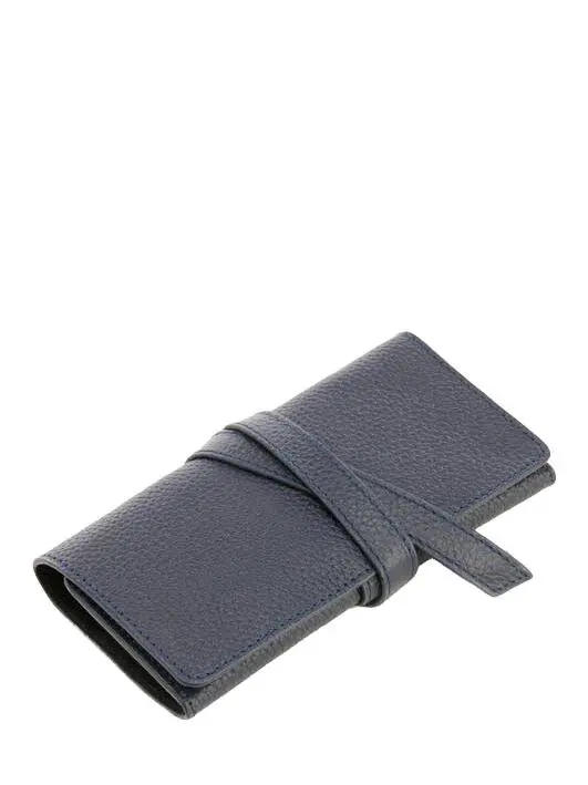 ROYCE NEW YORK Leather Tech Cord Organizer Roll - Navy Blue