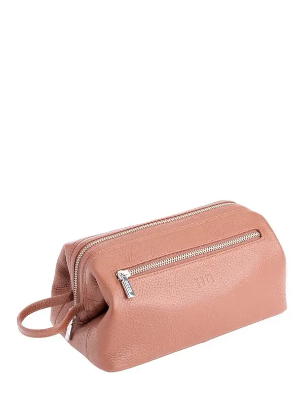 ROYCE NEW YORK Nappa Leather Toiletry Bag - Tan