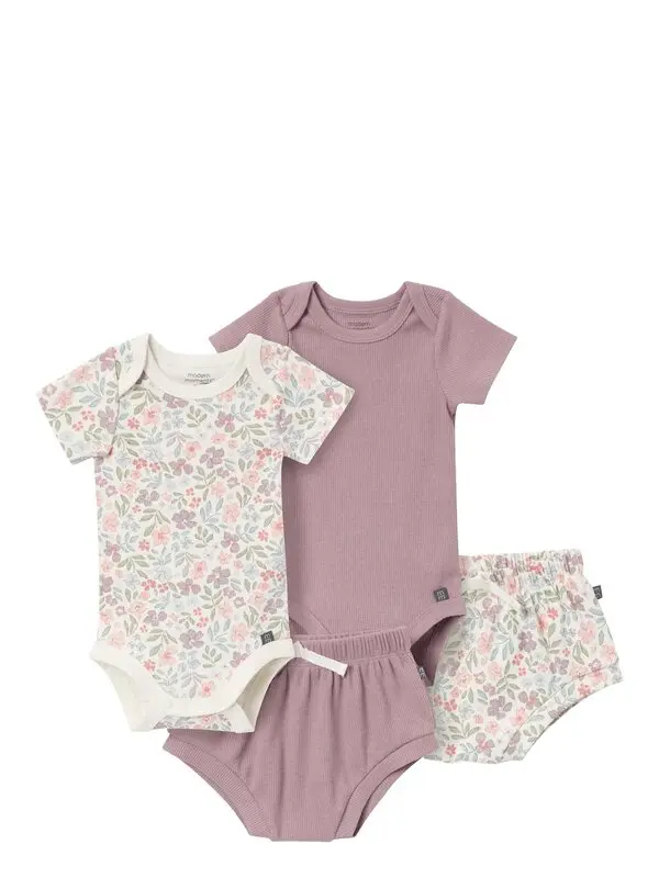 MODERN MOMENTS™ BY GERBER Coordinating Bodysuits & Shorts Set 4-pack - Purple Lilac