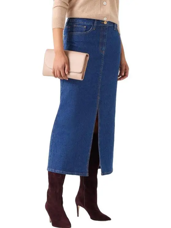 LK BENNETT Hardy Denim Midi Skirt - Indigo
