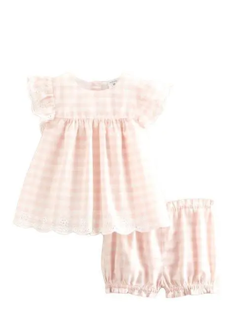 Nordstrom Gingham Cotton Top And Bloomers Set - Pink Lotus Gingham